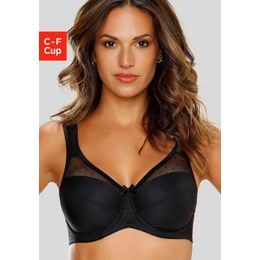 Minimizer-BH Nuance, Damen, Gr. 95, Cup F, schwarz, Netz, Obermaterial: 71% Polyamid, 29% Elasthan, Basic, BHs Minimizer-BH, mit B&uuml;gel und leicht transparentem T&uuml;ll im Obercup, Topseller
