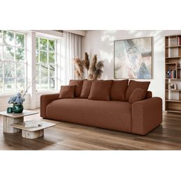 Big-Sofa Home Affaire "LAKESIDE klein 3-Sitzer Schlafsofa mit Bettkasten, Breite 238 cm", ziegelrot, B:238cm H:85cm T:98cm, 100% Polyester, Sofas, Big-Sofa, Liegefl&auml;che 149x195 cm, hoher Sitzkomfort, Ma&szlig;e B/T/H: 238/98/85cm
