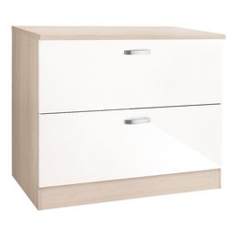 Unterschrank Optifit "Faro", wei&szlig; (wei&szlig; glanz), B:100cm H:84,8cm T:60cm, Schr&auml;nke, Unterschrank, mit Metallgriffen, Breite 100 cm