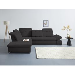 Ecksofa COTTA "Holiday L-Form mit Sitztiefen-, Armteil- und Kopfteilverstellung", braun (mud), B:310cm H:86cm T:265cm, 100% Polyester, Sofas, Ecksofa, wahlweise mit Bettfunktion & Bettkasten