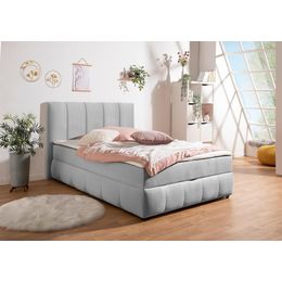 Boxbett OTTO HOME "Hartley inkl. Bettkasten und Topper, auch in &Uuml;berl&auml;nge erh&auml;ltlich", grau, B:152cm L:210cm, Komplettbetten, Boxbett, wahlweise mit Bonnell- oder TTFK-Matratze in H2, H3 o. H4 erh&auml;ltlich