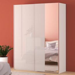 Schwebet&uuml;renschrank FORTE "Fittio. Made in Europe, 2 Schiebet&uuml;ren, modernes Design", wei&szlig; (wei&szlig;, wei&szlig; hochglanz), B:180,1cm H:235cm T:61,2cm, Holzwerkstoff, Schr&auml;nke, Schwebet&uuml;renschrank, H&ouml;he 2,35 mtr, stehende Montage, Spiegel