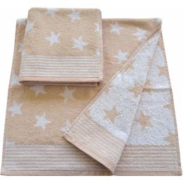 Handt&uuml;cher Dyckhoff "Stars", beige (sand), B:50cm L:100cm, Walkfrottee, Obermaterial: 100% Baumwolle, Handt&uuml;cher, Handt&uuml;cher, mit Sternen und Bord&uuml;re