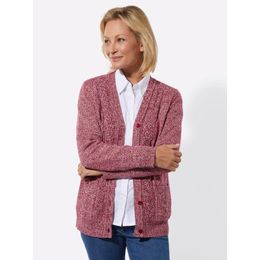 Strickjacke Classic Basics, Damen, Gr. 42, kirsche, ecru, meliert, 100% Polyacryl, meliert, Strickjacken Strickjacke