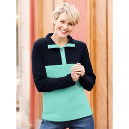 Fleeceshirt Classic Basics "Fleece-Shirt", Damen, Gr. 38, blau (marine, blaugr&uuml;n), 100% Polyester, gemustert, mehrfarbig, Shirts Fleeceshirt