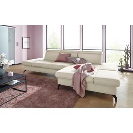 Sit & More Ecksofa SIT & MORE "Brisbane L-Form", beige (creme), B:319cm T:181cm, Soft clean (98% Polyester, 2% Polyamid), Sofas, Ecksofa, Fu&szlig;h&ouml;he 12 cm, inklusive Sitztiefen-, Armteil- und Kopfteilverstellung