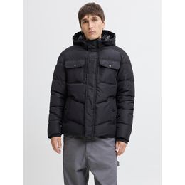 Jack & Jones Steppjacke JACK & JONES "JJMORGAN PUFFER JACKET", Herren, Gr. XL, schwarz, Web, Obermaterial: 100% Polyester, unifarben, regular fit normal, Jacken Steppjacke