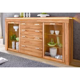Highboard VOGL M&Ouml;BELFABRIK, kernbuche teilmassiv, B:222cm H:114,5cm T:40cm, Sideboards, Highboard, Breite 222 cm