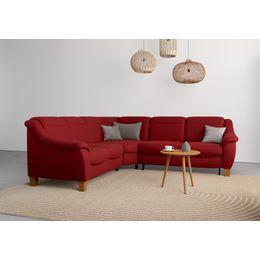 Ecksofa Home Affaire "Caldera L-Form", rot (bordeaux), B:270cm T:250cm, 100% Polyester, Sofas, Ecksofa, Federkern, wahlweise mit Kopfteilverstellung, Bettfunktion, Bettkasten