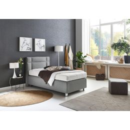 Boxspringbett, grau (feinstrukturstoff grau), Kaltschaum-Topper, Liegefl&auml;che B/L: 90cm x 200cm, H3, Bonnell-Federkernmatratze, Bezug Unterbox und Kopfteil: Feinstrukturstoff (77% Polyester, 23% Viskose);Bezug Obermatratze 100% Polyester, waschbar bis 60C, Westfalia Schlafkomfort, Komplettbetten, Boxspringbett, in diversen Ausf&uuml;hrungen