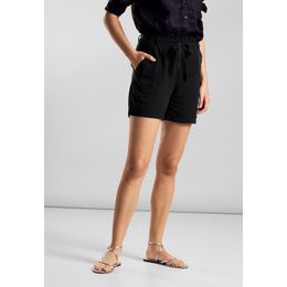 Bermudas Street One, Damen, Gr. 34, N-Gr, schwarz, Obermaterial: 100% Viskose, unifarben, loose fit ca. Mitte Wade, Hosen Bermudas, Sommerhose mit Taschen