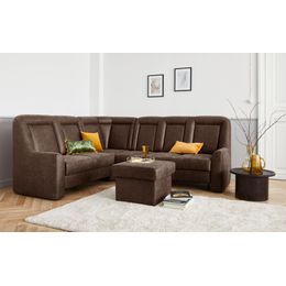Sit & More Ecksofa SIT & MORE "Melissa L-Form", braun (dunkelbraun), B:257cm H:107cm T:217cm, 100% Polyester, Sofas, Ecksofa, klassisches Polsterprogramm, wahlweise Bettfunktion und Schubkasten