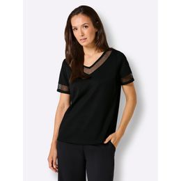 Kurzarmshirt CREATION L PREMIUM "Shirt", Damen, Gr. 52/54, schwarz, 50% Modal, 44% Polyester, 6% Elasthan, unifarben, Shirts Kurzarmshirt