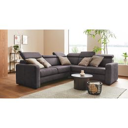 Sit & More Ecksofa SIT & MORE "Bologna L-Form", grau (anthrazit), B:247cm H:84cm T:227cm, Sofas, Ecksofa, Kopfteilverstellung, wahlweise mit Bettfunktion und Schubkasten