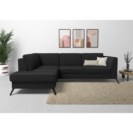 Sit & More Ecksofa SIT & MORE "Olsen L-Form", schwarz, B:248cm H:88cm T:201cm, 100% Polyester, Sofas, Ecksofa, inklusive Sitztiefenverstellung, wahlweise mit Bettfunktion, 15cm hoch