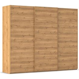 Schwebet&uuml;renschrank Rauch "Kleiderschrank Schrank Garderobe Schlafzimmerschrank SCALE-TRIO", braun (asteiche, griffleisten asteiche), B:271cm H:223cm T:68cm, Holzwerkstoff, Schr&auml;nke, Schwebet&uuml;renschrank, edle dreigeteilte Front, 2 Zierleisten in Griff-Farbe MADE IN GERMANY