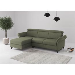 Sit & More Ecksofa SIT & MORE "Glendale, L-Form", olive, B:253cm H:84cm T:166cm, 95% Polyester, 5% Polyamid, Sofas, Ecksofa, inkl. Kopfteilverstellung, wahlweise mit Vorziehsitz und Bettkasten