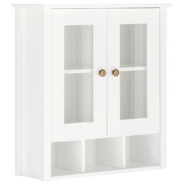 H&auml;ngeschrank Home Affaire "Vili", wei&szlig;, B:60cm H:65cm T:22cm, Schr&auml;nke, H&auml;ngeschrank, Badezimmerschrank, mit Glast&uuml;ren, Breite 60 cm, aus Massivholz