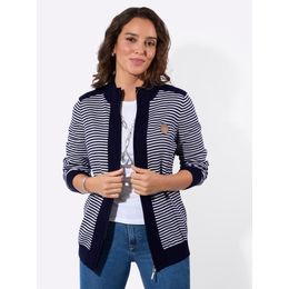 Cardigan Casual Looks, Damen, Gr. 42, marine, wei&szlig;, geringelt, 100% Baumwolle, gemustert, gestreift, mehrfarbig, Strickjacken Cardigan
