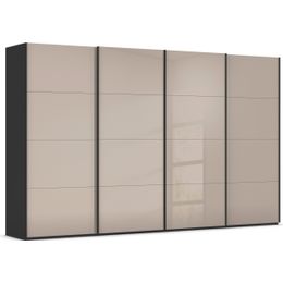 Schwebet&uuml;renschrank Rauch "Kleiderschrank Schrank Garderobe Schlafzimmerschrank SCALE-FYRA", beige (schwarz, glas fango, griffleisten schwarz), B:360cm H:223cm T:68cm, Holzwerkstoff, Schr&auml;nke, Schwebet&uuml;renschrank, edle viergeteilte T&uuml;ren mit Glas-Front viele Farben MADE IN GERMANY