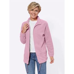 Fleecejacke Casual Looks, Damen, Gr. 46, rosa (ros&eacute;), 100% Polyester, unifarben, l&auml;ssig geschnitten, Jacken Fleecejacke