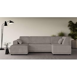 Wohnlandschaft Home Affaire "TAMMO", grau (taupe), B:296cm H:80cm T:162cm, 100% Polyester, Sofas, Wohnlandschaft, U-Form