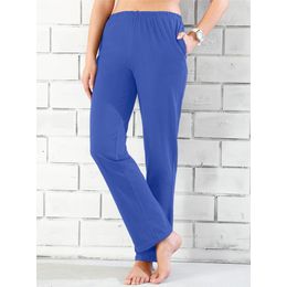 Homewearpants, Damen, Gr. 42, Normalgr&ouml;&szlig;en, blau (royalblau), 100% Baumwolle, unifarben, lang, Hosen Homewearpants