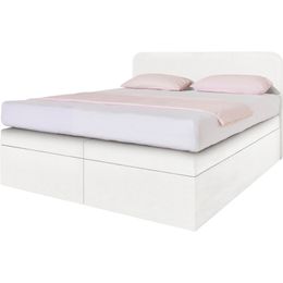 Boxspringbett, wei&szlig;, B:145cm L:212cm, Box und Kopfteil: Microvelours (100% Polyester) oder Kunstleder (Polyurethan);Bezug der Obermatratze: 100% Polyester, Westfalia Schlafkomfort, Komplettbetten, Boxspringbett, wahlweise mit Bettkasten