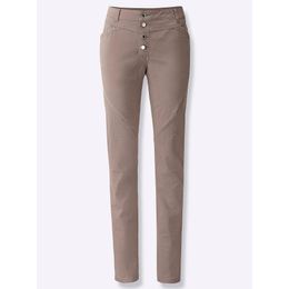 Bequeme Jeans Inspirationen, Damen, Gr. 50, Normalgr&ouml;&szlig;en, grau (taupe), 96% Baumwolle, 4% Elasthan, unifarben, lang, Jeans Bequeme Jeans