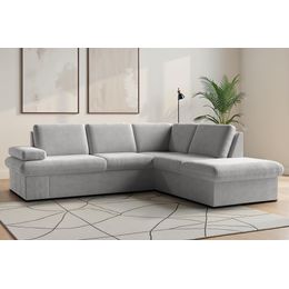 Sit & More Ecksofa SIT & MORE "Moreno L-Form, B: 238 cm", grau (hellgrau), B:238cm H:82cm T:202cm, 100% Polyester, Sofas, Ecksofa, mit Armteilverstellung, optional Bettfunktion