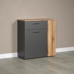 Kommode Inosign "Estepona", schwarz (anthrazit und eichefarben), B:80cm H:86cm T:38cm, FSC-zertifizierter Holzwerkstoff, Kunststoff, Sideboards, Kommode, Aufbewahrungsschrank f&uuml;r viele R&auml;ume - (B/T/H) 80/38/86 cm