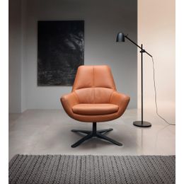 Drehsessel BETYPE "Be Organic Standard Back, Loungesessel", braun (cognac), B:81cm H:92cm T:83cm, 100% Echtleder, Sessel, Drehsessel, in elegantem Design mit Drehfunktion