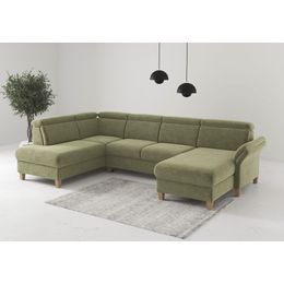 Wohnlandschaft Home Affaire "Glendale, U-Form", hellgr&uuml;n, B:321cm H:84cm T:193cm, 100% Polyester, Sofas, Wohnlandschaft, inkl. Kopfteilverstellung, wahlweise mit Vorziehsitz und Bettkasten
