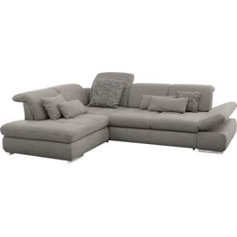 Ecksofa "SO 4100 mit komfortablen Federkern und Kopfteilverstellung", grau (grau 10), B:291cm H:80cm T:226cm, SET ONE BY Musterring, Sofas, Ecksofa, wahlweise mit Bettfunktion und Sitztiefenverstellung, L-Form