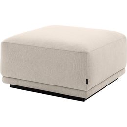 Hocker Musterring, nature, B:80cm H:41cm T:80cm, 94% Polyester, 6% Nylon, Hocker, Hocker, mit Wellenunterfederung & HR-Kaltschaum, Holzrahmen in Schwarz