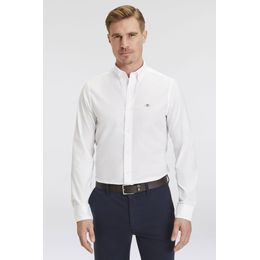 Langarmhemd Gant "Slim Fit Popeline Hemd leichte Baumwolle strapazierf&auml;hig pflegeleicht", Herren, Gr. XL, N-Gr, wei&szlig;, Popeline, Obermaterial: 100% Baumwolle, unifarben, slim fit h&uuml;ftbedeckend, mit Knopf,&Auml;rmel mit &Auml;rmelschlitz runde 1-Knopf-Manschette, Hemden Langarmhemd, mit klassischer Logostickerei auf der Brust