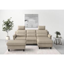 Sit & More Ecksofa SIT & MORE "Far&ouml; L-Form", beige, B:234cm H:90cm T:168cm, Sofas, Ecksofa, inklusive Federkern, wahlweise mit Bettfunktion und Bettkasten