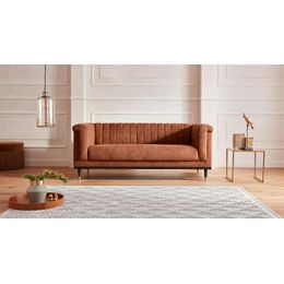 2-Sitzer Home Affaire "Chamby", braun (cognac), B:180cm H:71cm T:85cm, Luxus-Microfaser Lederoptik (100% Polyester), Scheuertouren: 40.000, Pilling: 4;Samtoptik (100% Polyester), Sofas, 2-Sitzer, mit Holzrahmen unten und Steppung im Lehnenbereich