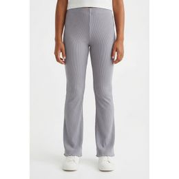 Jerseyhose name it "NKFNAKAL BOOTCUT LEGGING NOOS", M&auml;dchen, Gr. 98, N-Gr, lavender gray, Feinripp, Obermaterial: 95% Baumwolle, 5% Elasthan, unifarben, bootcut fit lang, Hosen Jerseyhose, mit ausgestelltem Bein