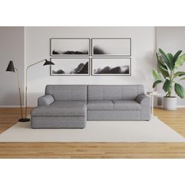 Ecksofa DOMO collection "Topper, elegant und zeitlos, kompaktes Stellma&szlig; 245/155cm, L-Form", grau (wei&szlig;, grau), B:245cm T:155cm, Sofas, Ecksofa, mit Recamiere, wahlweise mit Schlaffunktion