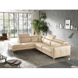 Ecksofa Egoitaliano "Matt, hoher Sitzkomfort und aufwendige Detailverarbeitung, L-Form", beige (champagner), B:285cm H:100cm T:221cm, Leder &raquo;BULL&laquo; (echtes Rindsleder). Geschliffenes, pigmentiertes und behandeltes Rindsleder mit einer Dicke von 1, 3-1, 5 mm. Dieses Leder zeigt eine ziemlich weiche Hand mit einem halb undurchsichtigen Aussehen. Es handelt sich um ein gesch&uuml;tztes Leder. Eine leichte 