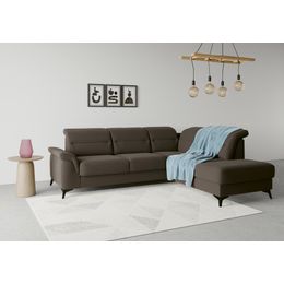 Sit & More Ecksofa SIT & MORE "Sinatra L-Form", braun (espresso), B:251cm H:85cm T:220cm, 90% Polyester, 10% Polyamid, Sofas, Ecksofa, mit Ottomane, optional mit Kopfteilverstellung und Armteilfunktion