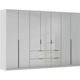 Dreht&uuml;renschrank OTTO HOME "Kleiderschrank Kleiderschr&auml;nke Schrank Garderobe AGORDO mit Glasfront", grau (seidengrau, glas seidengrau), B:315cm H:229cm T:54cm, Holzwerkstoff, Schr&auml;nke, Dreht&uuml;renschrank, mit Au&szlig;enschubk&auml;sten, in 7 Breiten und 2 H&ouml;hen MADE IN GERMANY