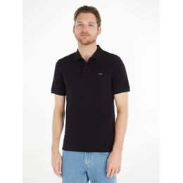 Poloshirt Calvin Klein, Herren, Gr. L, schwarz, Web, Obermaterial: 96% Baumwolle, 4% Elasthan, bedruckt, unifarben, klassisch h&uuml;ftlang, Rundhals, eingesetzt abgesteppt, Shirts Poloshirt, mit Calvin Klein Logo auf der Brust