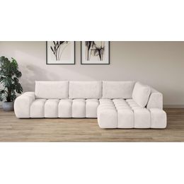 Ecksofa OTTO HOME "AZITA L-Form, XL 296 cm - Designsofa in Bubble-Optik", beige, B:296cm H:89cm T:176,5cm, 100% Polyester, Sofas, Ecksofa, lose R&uuml;ckenkissen, traumhafte Steppung