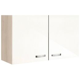 H&auml;ngeschrank Optifit "Faro", wei&szlig; (wei&szlig; glanz), B:100cm H:57,6cm T:34,6cm, Schr&auml;nke, H&auml;ngeschrank, mit Metallgriffen, Breite 100 cm