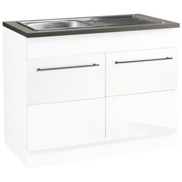 Sp&uuml;lenschrank KOCHSTATION "KS-Trient", wei&szlig; (wei&szlig; hochglanz), B:100cm H:85cm T:60cm, Schr&auml;nke, Sp&uuml;lenschrank, 100 cm breit, inkl. Einbausp&uuml;le