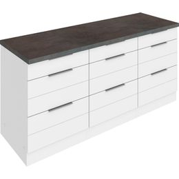 Unterschrank KOCHSTATION "KS-Luhe", wei&szlig; (wei&szlig; matt, wei&szlig;), B:180cm H:86cm T:60cm, MDF, Schr&auml;nke, Unterschrank, 180 cm breit, f&uuml;r viel Stauraum, MDF-Fronten mit waagerechter Lisene