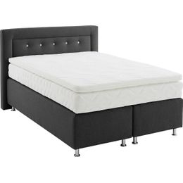 Boxspringbett, grau (charcoal), B:155cm L:210cm, Bezug: Feinstruktur 100% Polyester, Westfalia Schlafkomfort, Komplettbetten, Boxspringbett, wahlweise mit Topper