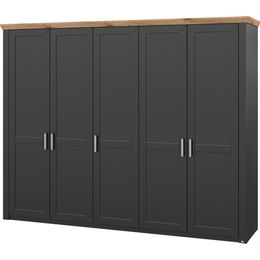 Kleiderschrank "York Schlafen", grau anthrazit, eiche artisan, B:270cm H:210cm T:62cm, Holzwerkstoff, SET ONE BY Musterring, Schr&auml;nke, Kleiderschrank, mit Holzt&uuml;ren und Kranz in Eiche, versch. Breiten, H&ouml;he 207 x T60cm